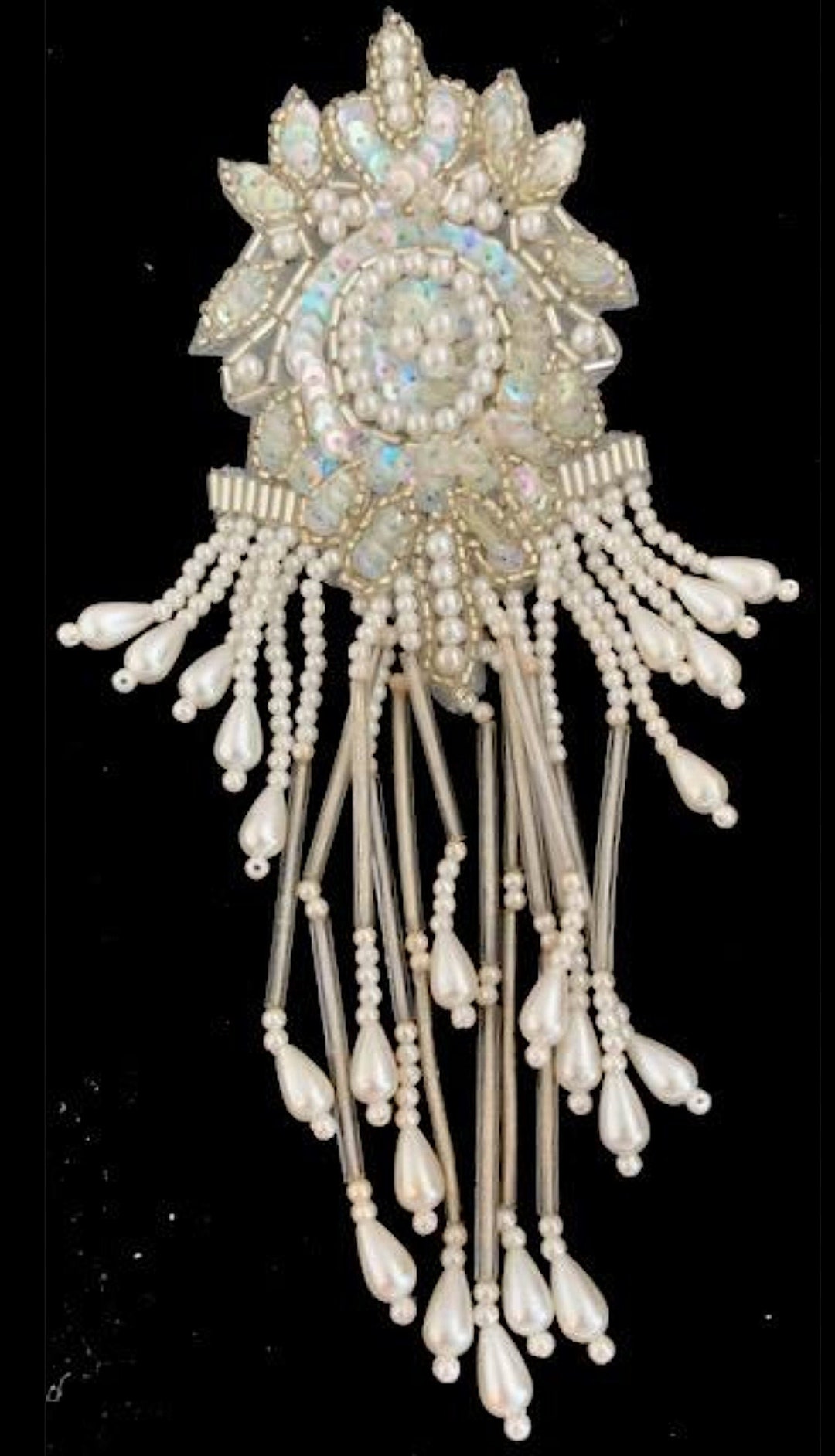 Design Motif Epaulet With Crystal Iridescent Sequins Beads - Etsy