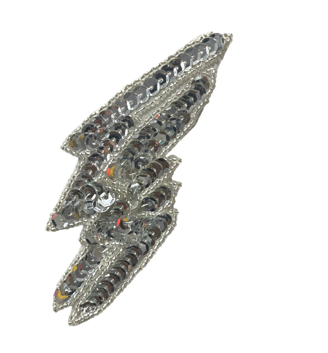 Silver Lightning Bolt With Sequins and Beads 5 X 2 - Etsy