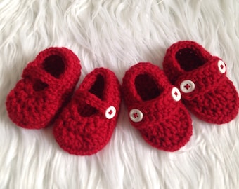 Red Baby Booties With Measure Ribbon Ties number Baby Booties - Etsy