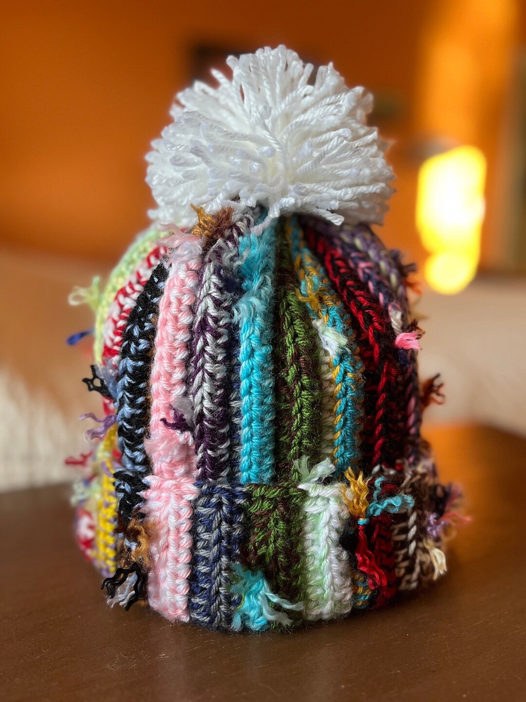 Scrap Yarn Beanie, Boho Beanie, Eclectic Hat, Hippie Hat, Fray Crochet ...