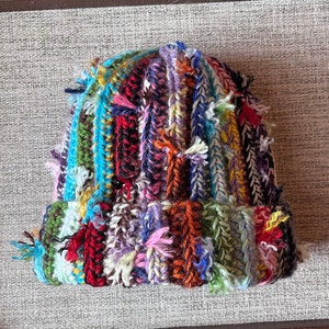 Scrap Yarn Beanie, Boho Beanie, Eclectic Hat, Hippie Hat, Fray Crochet ...