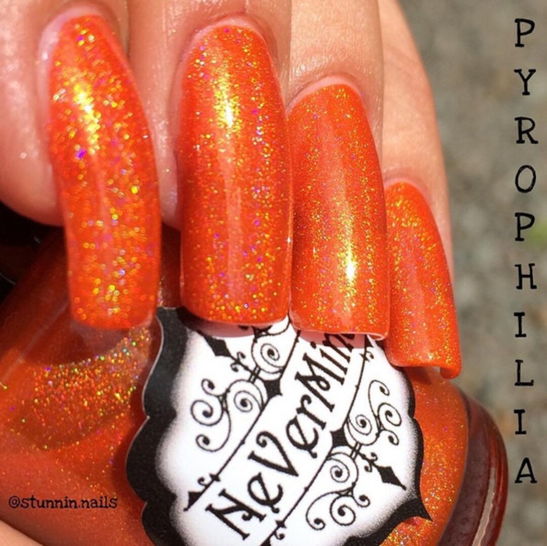 Orange Linear Holographic Nail Polish Pyrophilia - Etsy