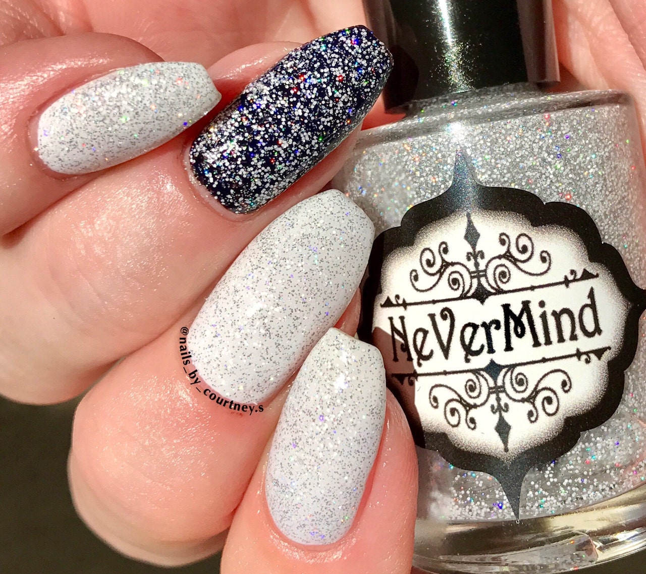 White & Silver Holographic Nail Polish - Glitter Topper - Holo Top Coat ...