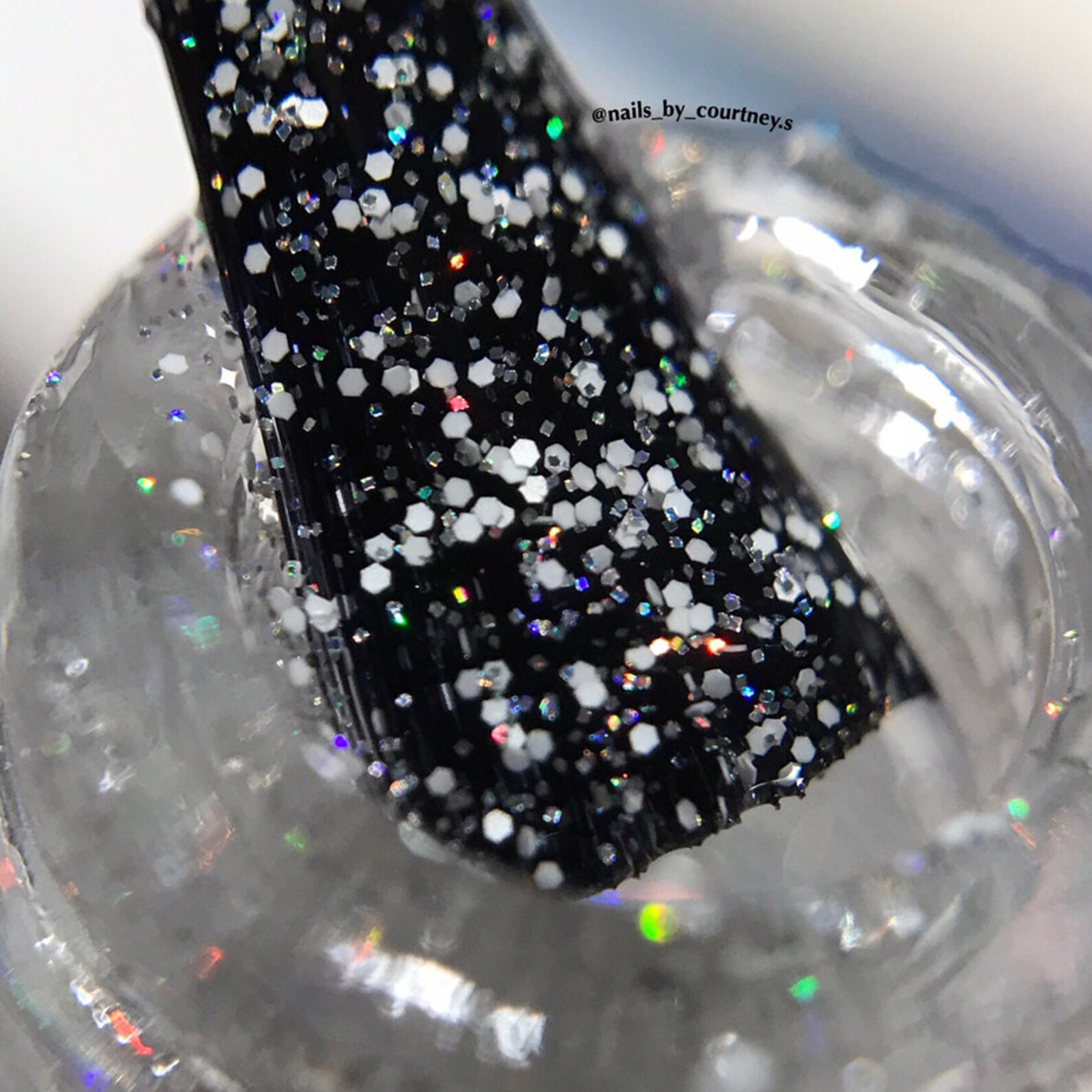 White & Silver Holographic Nail Polish - Glitter Topper - Holo Top Coat ...