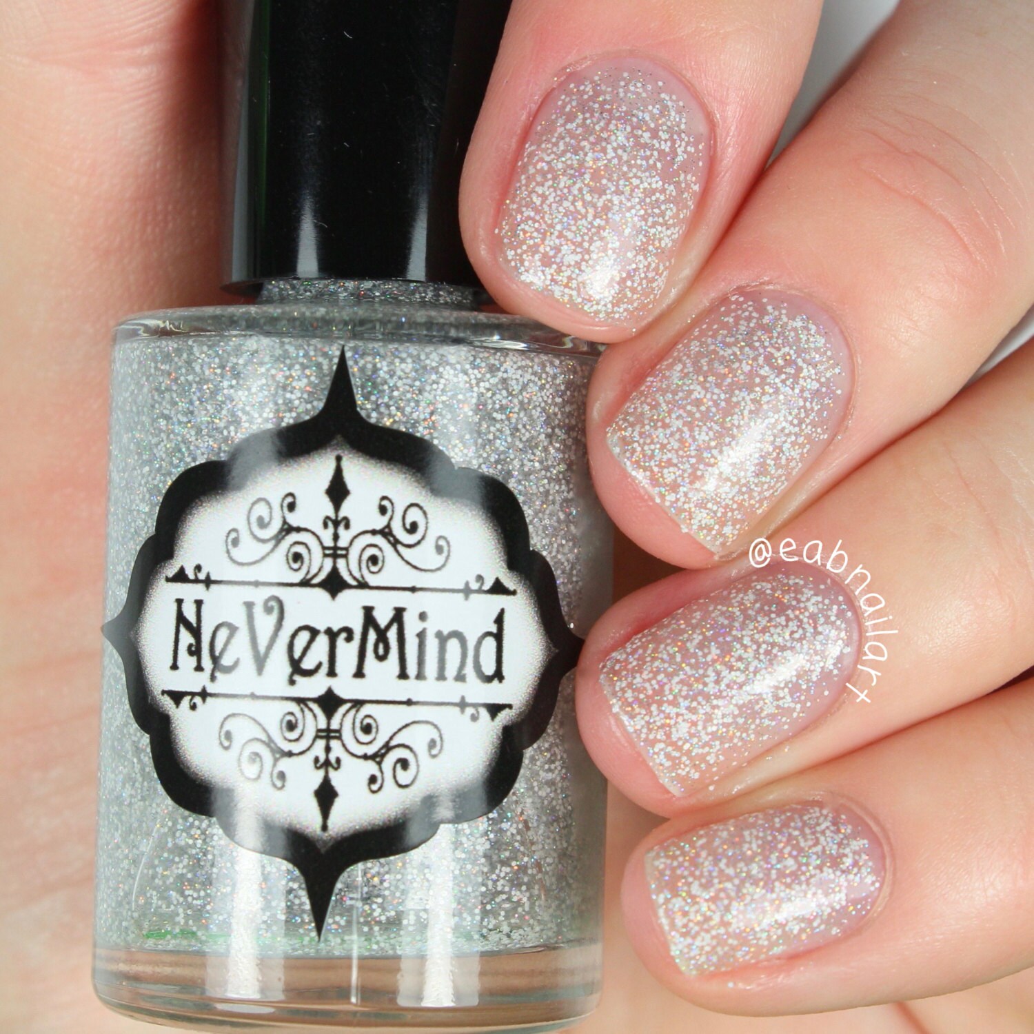 White & Silver Holographic Nail Polish - Glitter Topper - Holo Top Coat ...