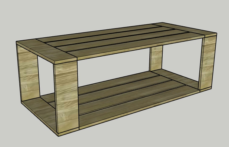 Modern Rectangular Plank Coffee Table - Printable PDF Woodworking Plans ...