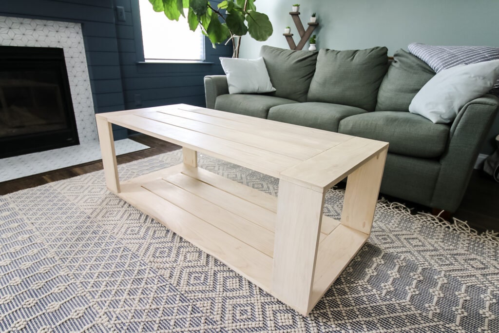 Modern Rectangular Plank Coffee Table - Printable PDF Woodworking Plans ...