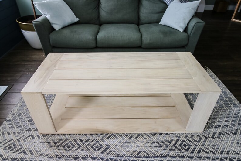 Modern Rectangular Plank Coffee Table - Printable PDF Woodworking Plans ...