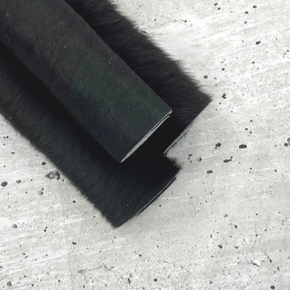 Genuine Leather / Hair on / Cowhide / Solid Black / Inlay - Etsy
