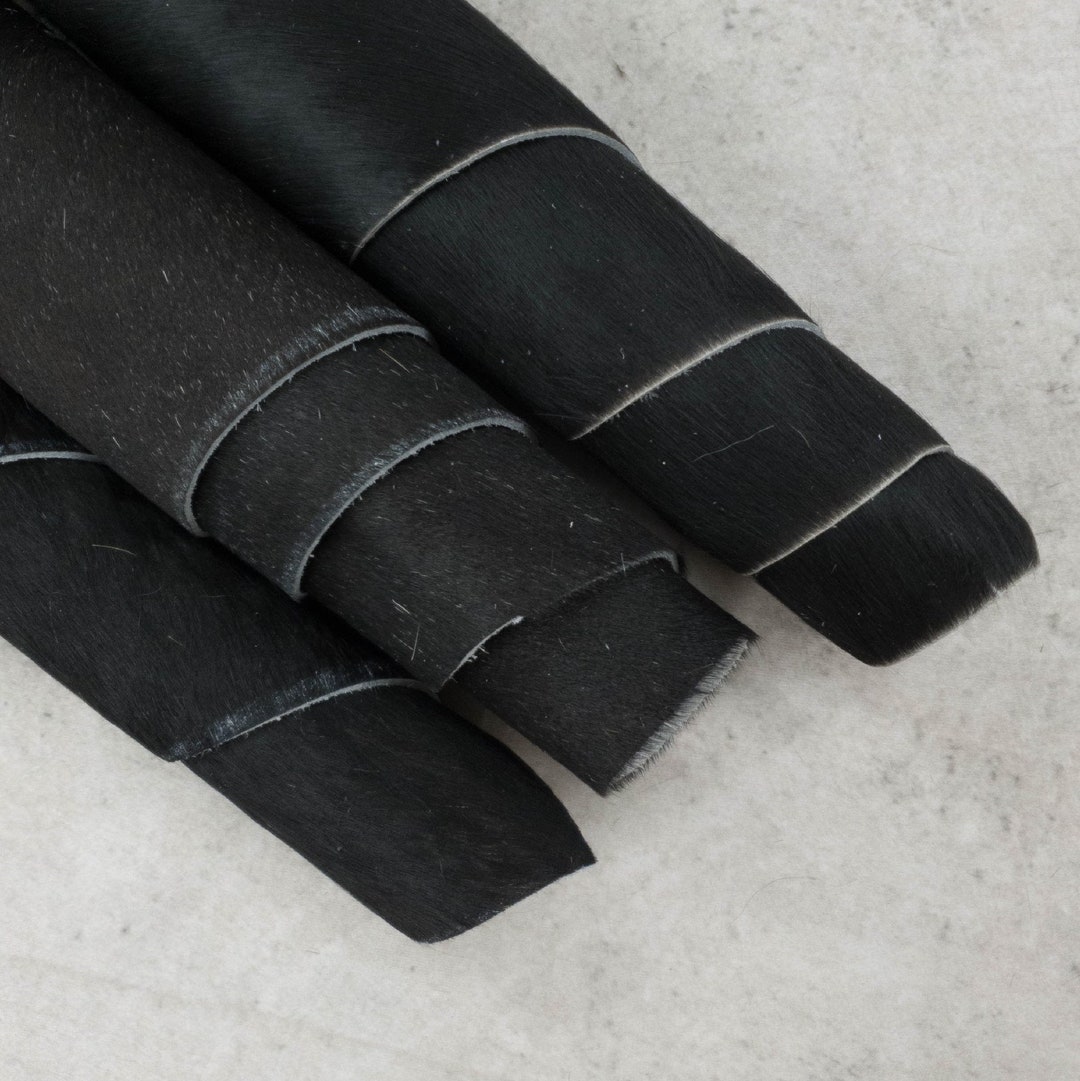 Genuine Cowhide / Hair on Leather / Solid Black / 4-6 Square Feet ...