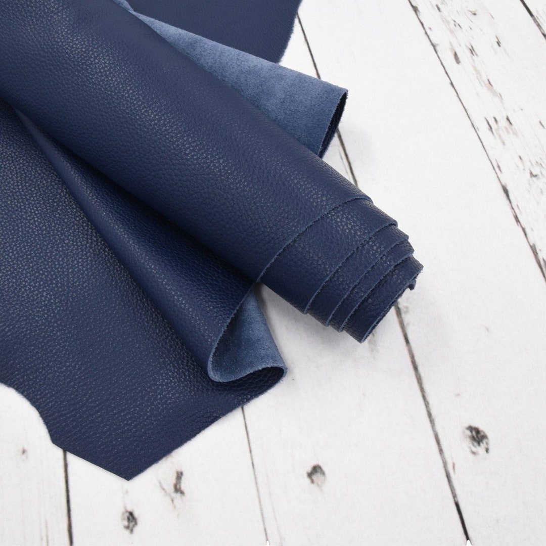 Navy Blue Pebble Grain Cowhide Leather for Handbags Jewelry DIY Crafts ...