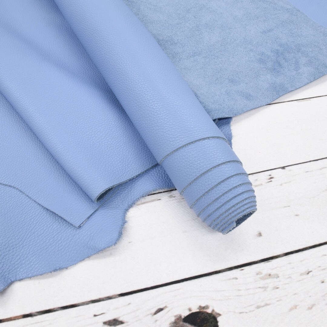 Genuine Cowhide Leather Baby Blue Pebble Grain Finish Handbags Jewelry ...