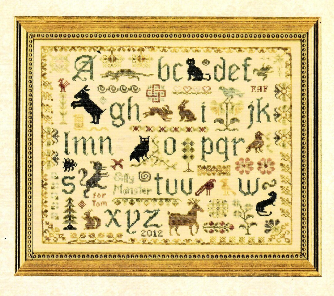 Antique Animal Sampler Designed by Elizabeth Foster - Etsy