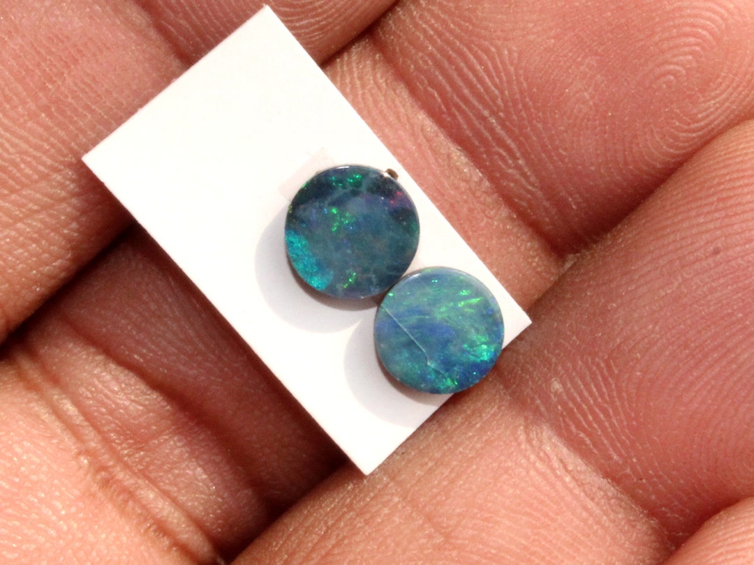 Rare Flashy Doublet Fire Opal, Doublet Opal Cabochons, Round Shape 2pcs ...