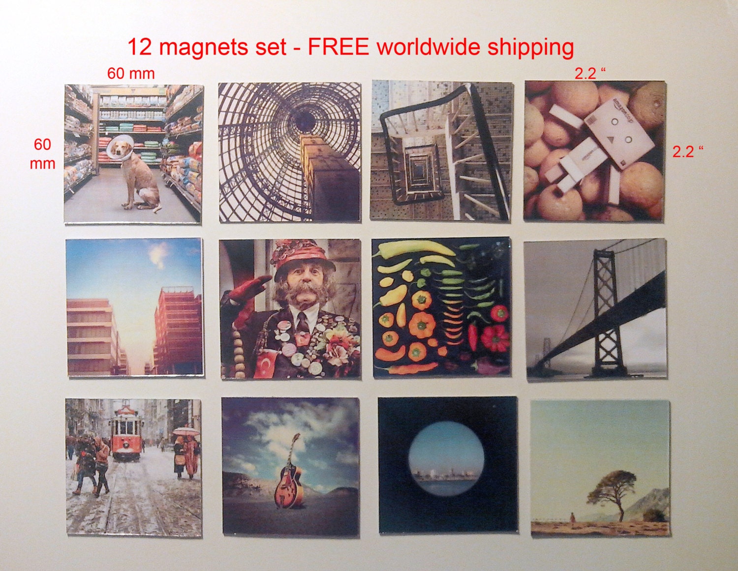 Custom Square Magnets Set 12 Magnets Free Worldwide Shipping | Etsy