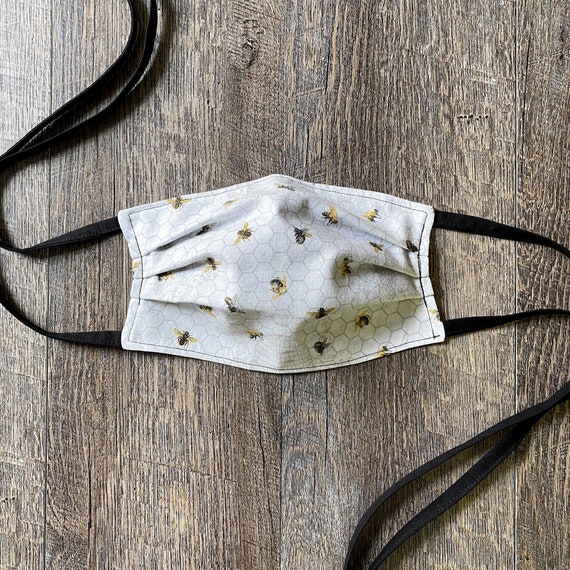 Bees Cloth face mask with fabric ties | Etsy