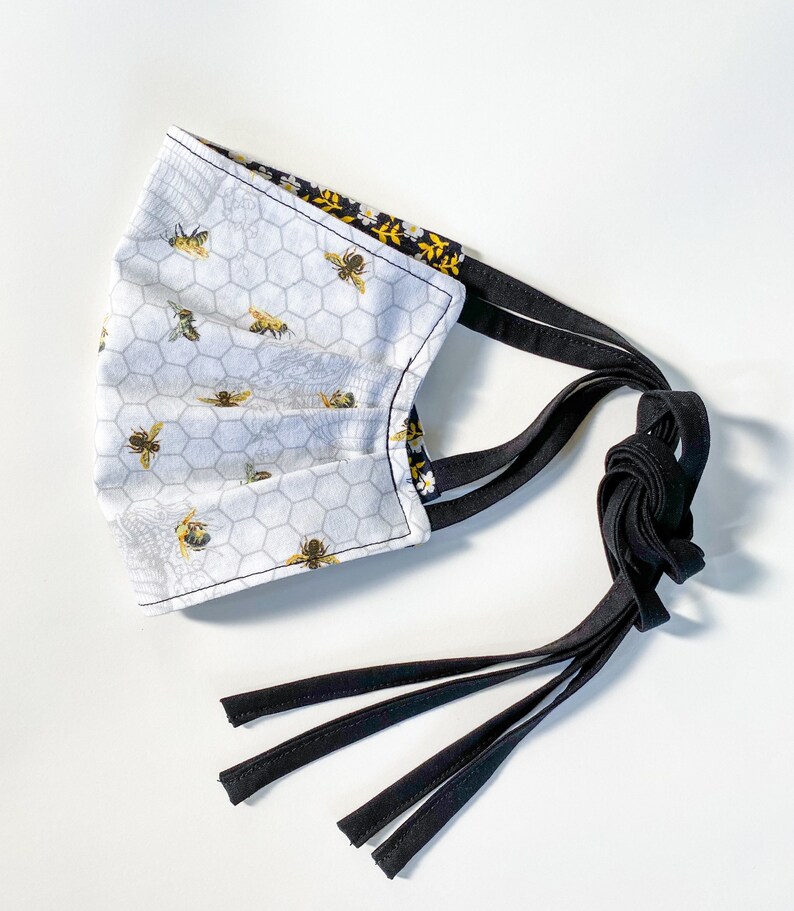 Bees Cloth face mask with fabric ties | Etsy
