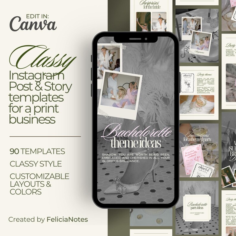 Classy Instagram Post & Story Bundle Template for Print Business ...