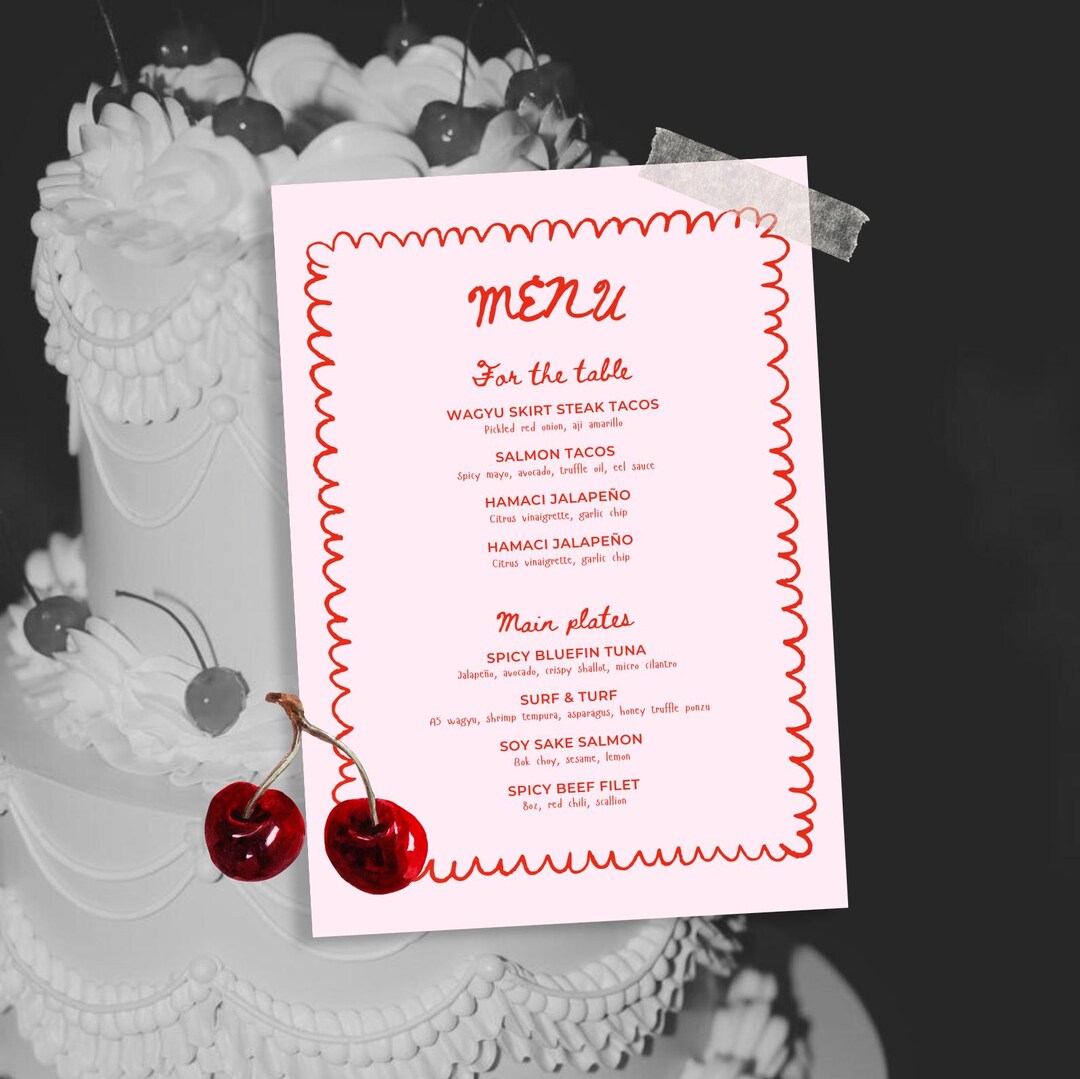 Party Menu Card Template, Editable Event Menu, Handwritten Menu Drinks ...
