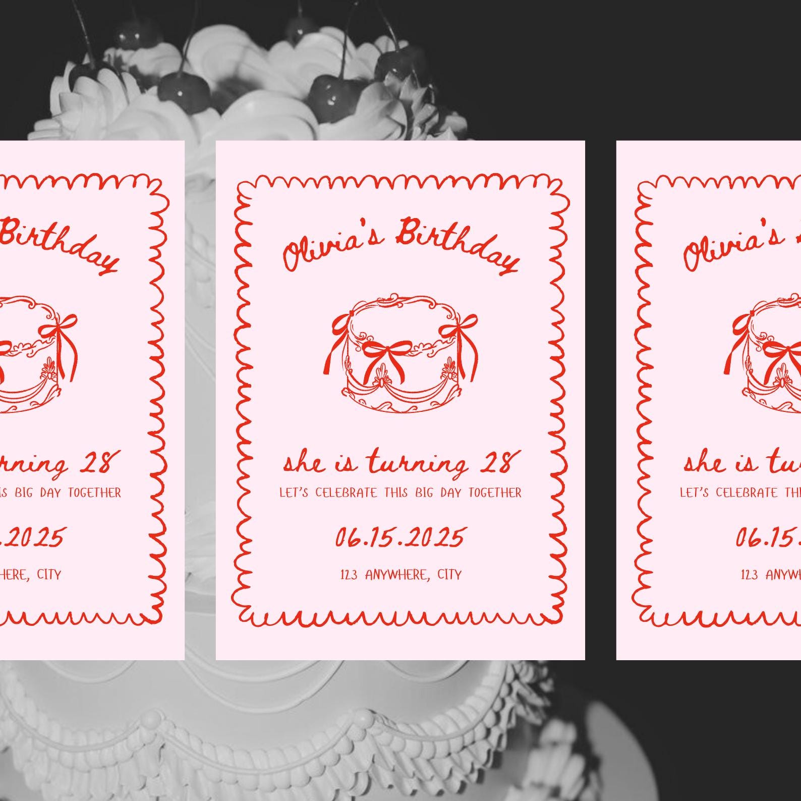 Birthday Party Invite Card Template, Editable Hand Drawn, Handwritten ...