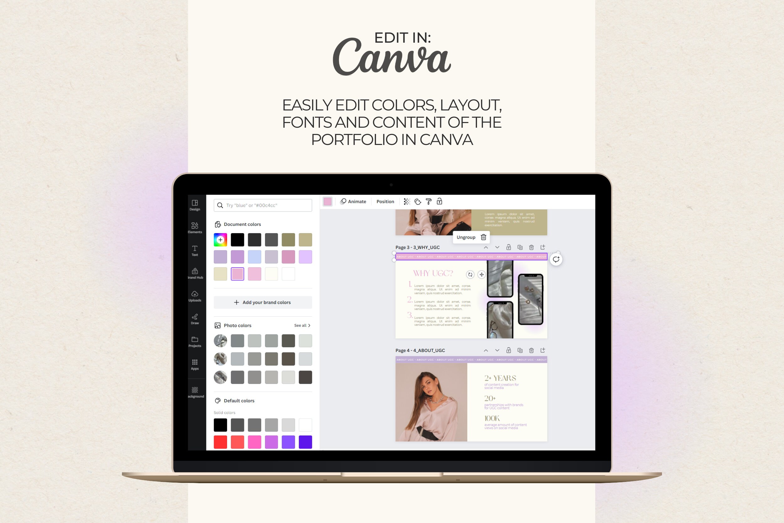 15 Page UGC Portfolio Canva Template for Content Creators and Social Media Influencers Minimal ...