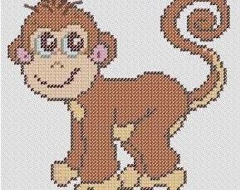 Monkey cross stitch | Etsy
