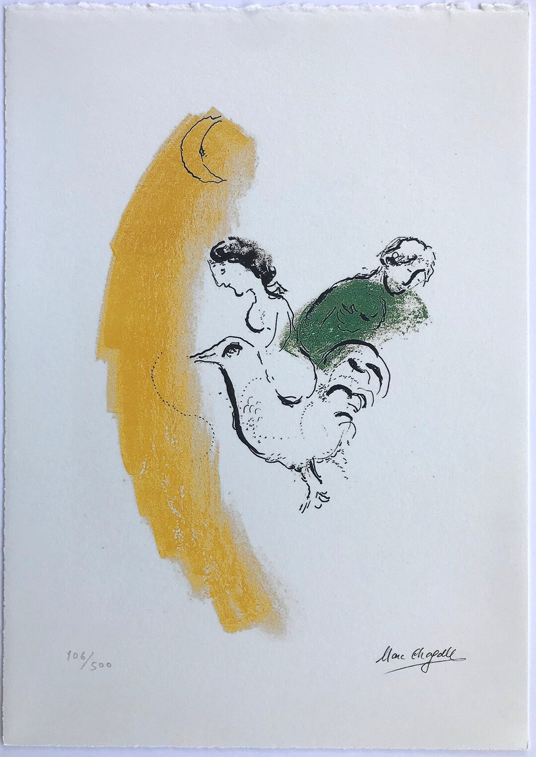 Marc Chagall Lithograph, Limited Edition, "lovers With Birds", Chagall ...