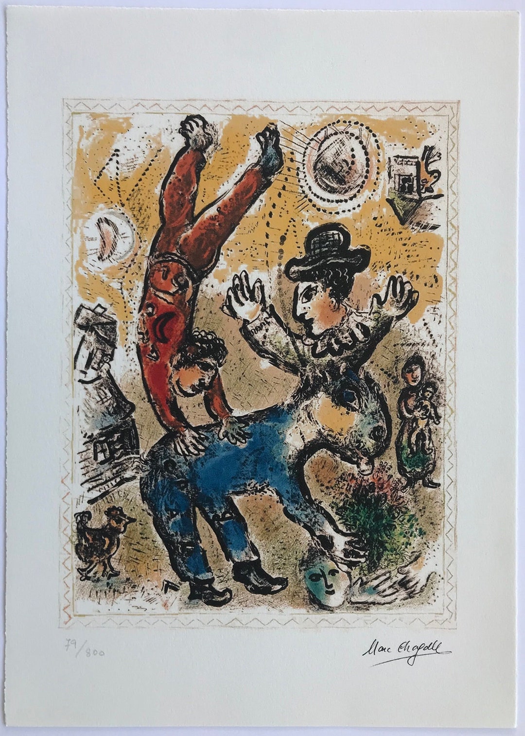 Marc Chagall, Lithograph, Limited Edition, "the Red Acrobat", 1974 - Etsy