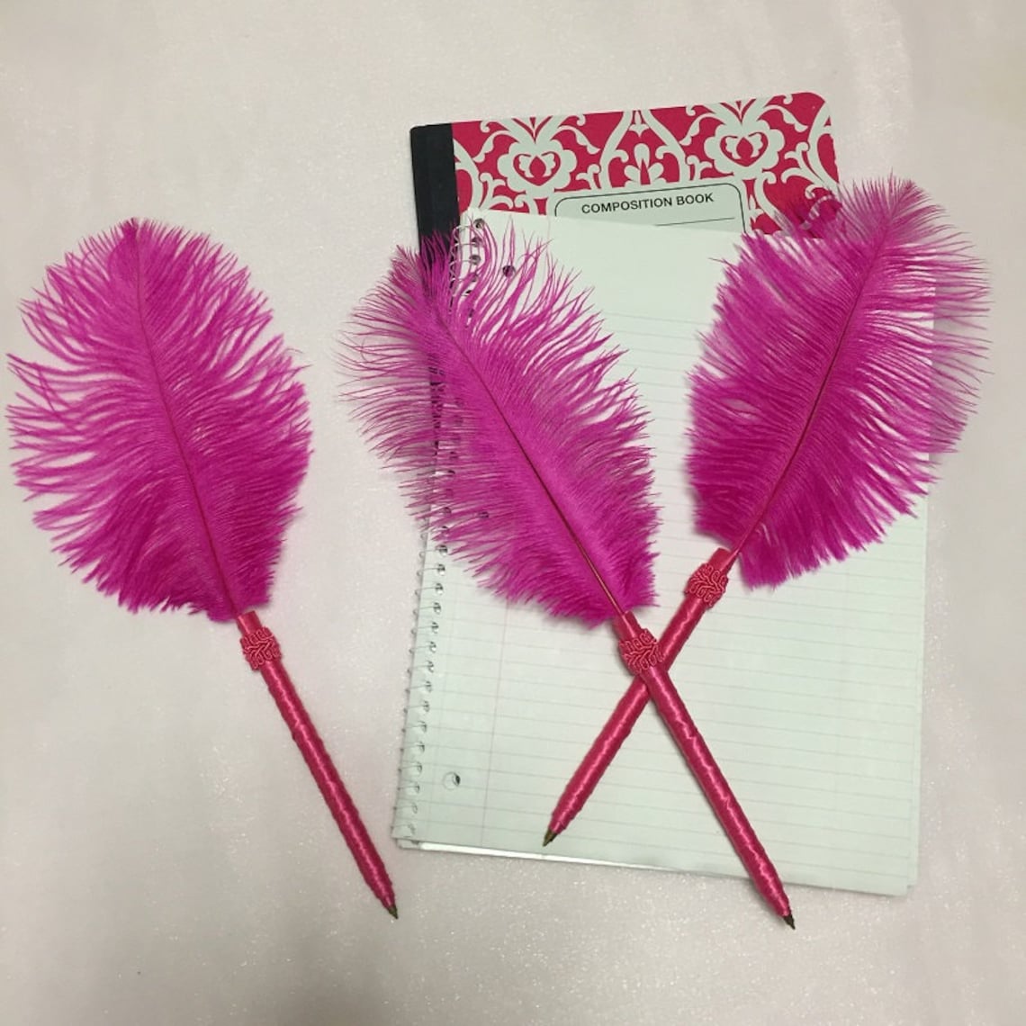 Hot Pink FEATHER PENS Ballpoint Quill Pen Girls Cute Office - Etsy