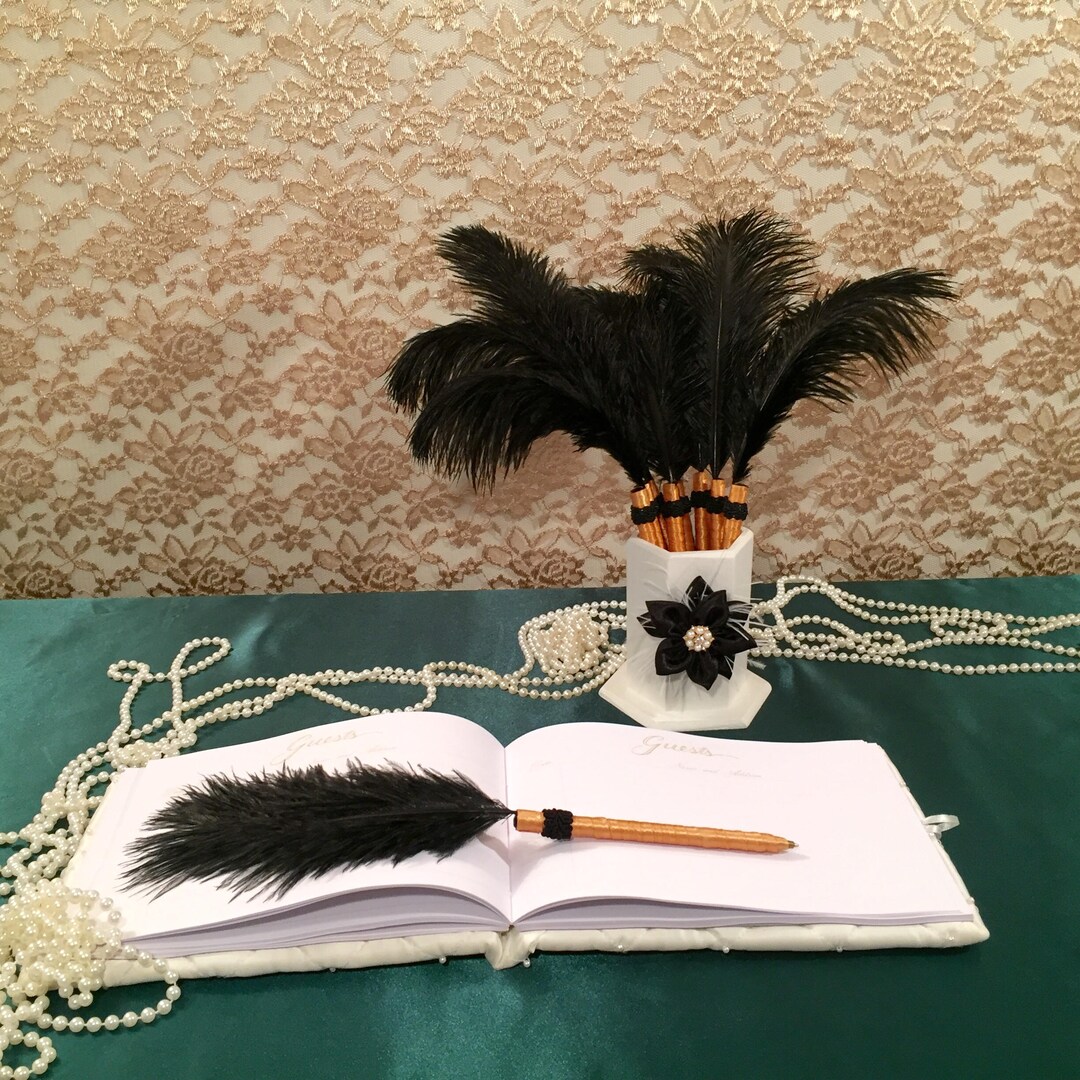 FEATHER PEN FAVORS Art Deco Wedding Party Favors, Decoration Welcome ...