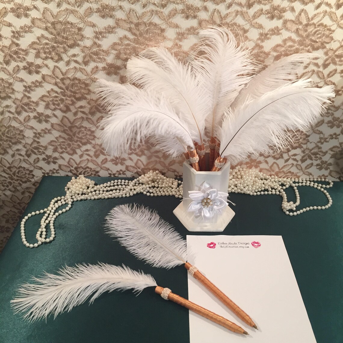 Feathered Quill Ballpoint Pens 35 COLORS Boho Office Decor | Etsy