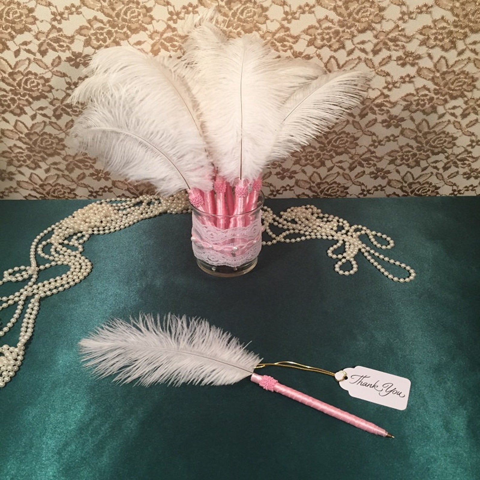 PINK QUILL PENS Office Decor Women Birthday Gift for Her Pink Office ...