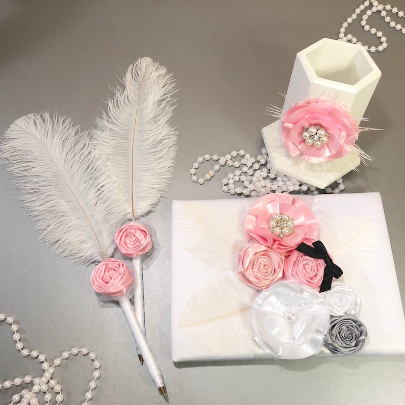 Ivory Lace & Pearl Wedding Pen Vintage Wedding Guest Book Pen | Etsy