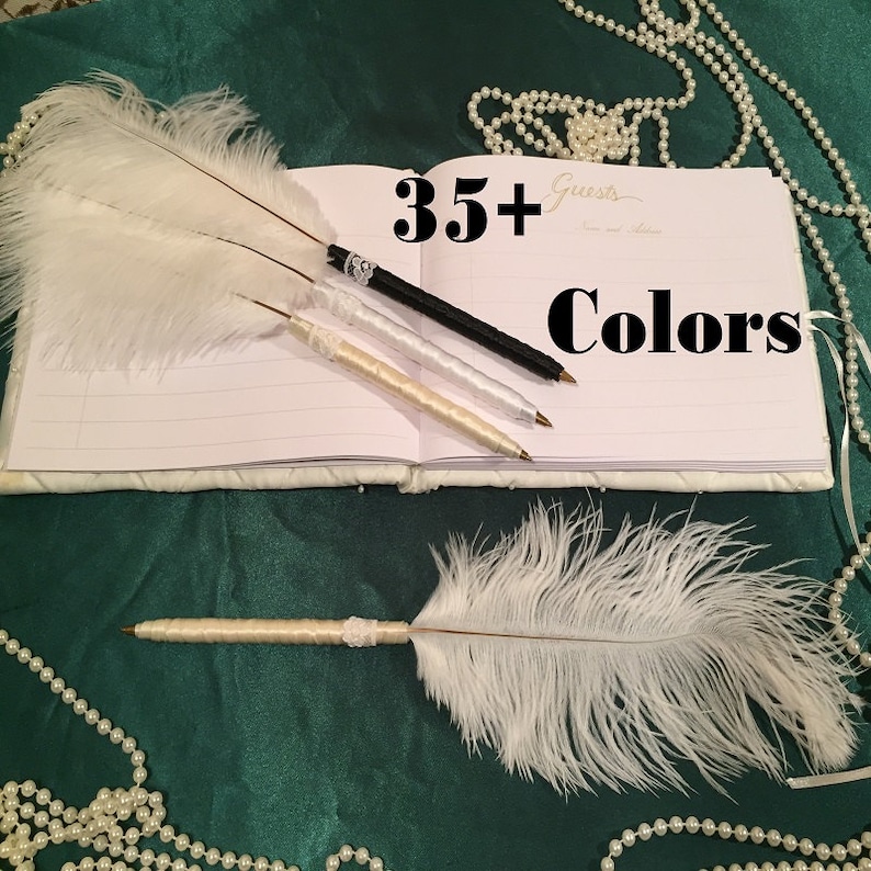 2pcs White Feather Wedding Pen Lace Guest Book Alternative Pen | Etsy