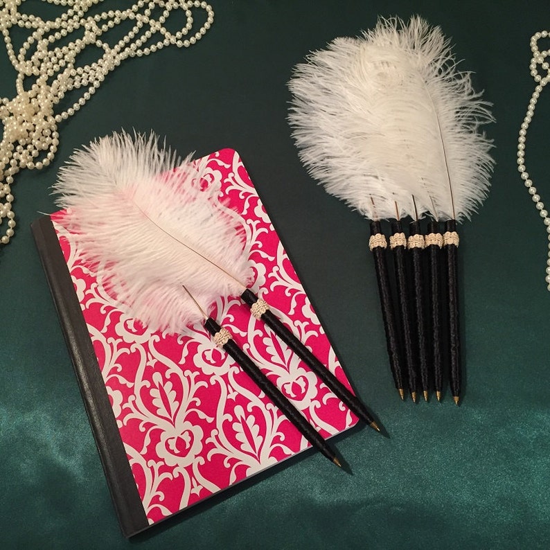 Feathered Quill Ballpoint Pens 35 COLORS Boho Office Decor - Etsy