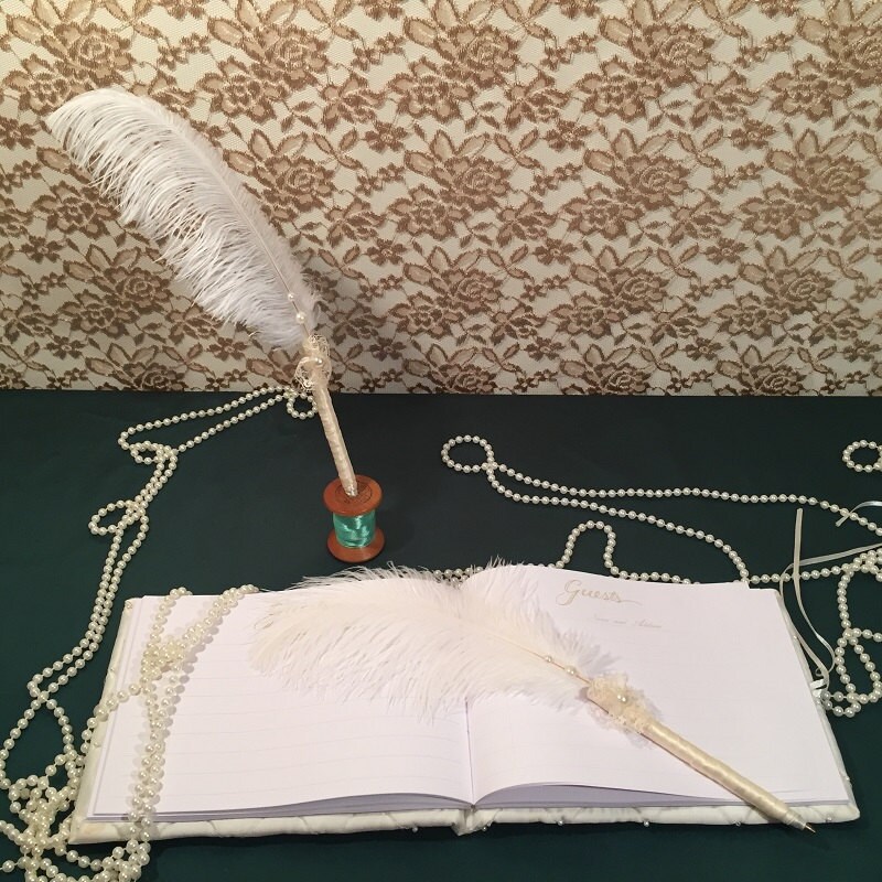 Ivory Lace & Pearl Wedding Pen Vintage Wedding Guest Book Pen | Etsy