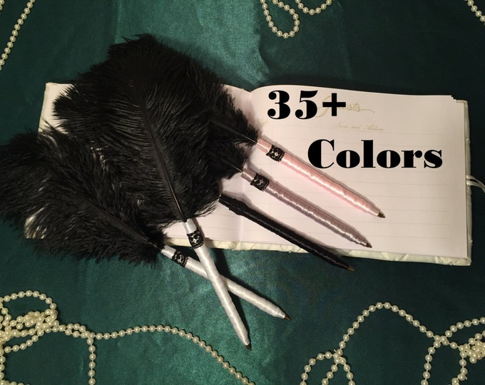 Black Feather Pen Lace Wedding Pens Custom Guest Book Pen Set - Etsy