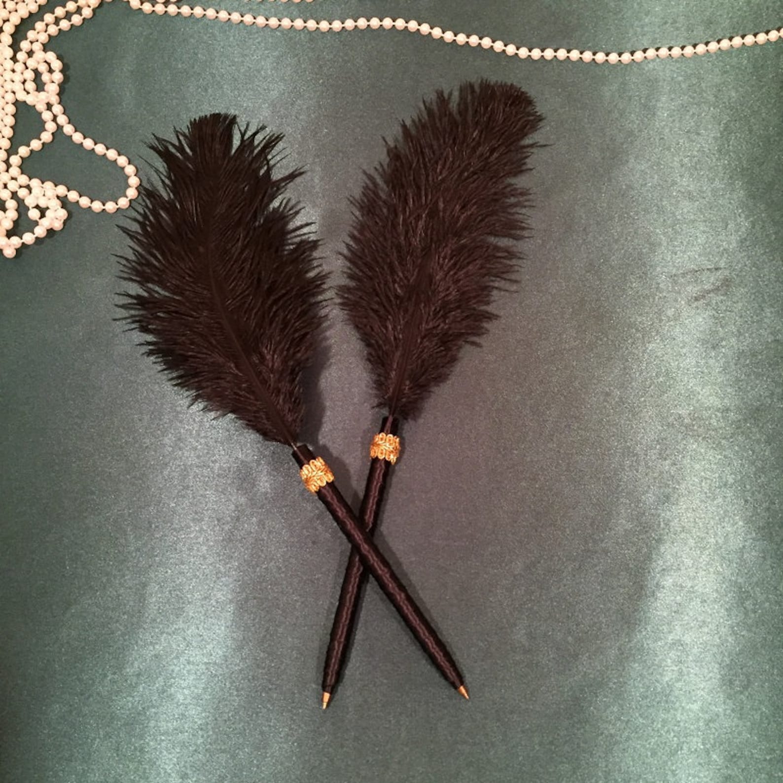 Black Feather Pens Art Deco Wedding Pen Sweet Sixteen | Etsy