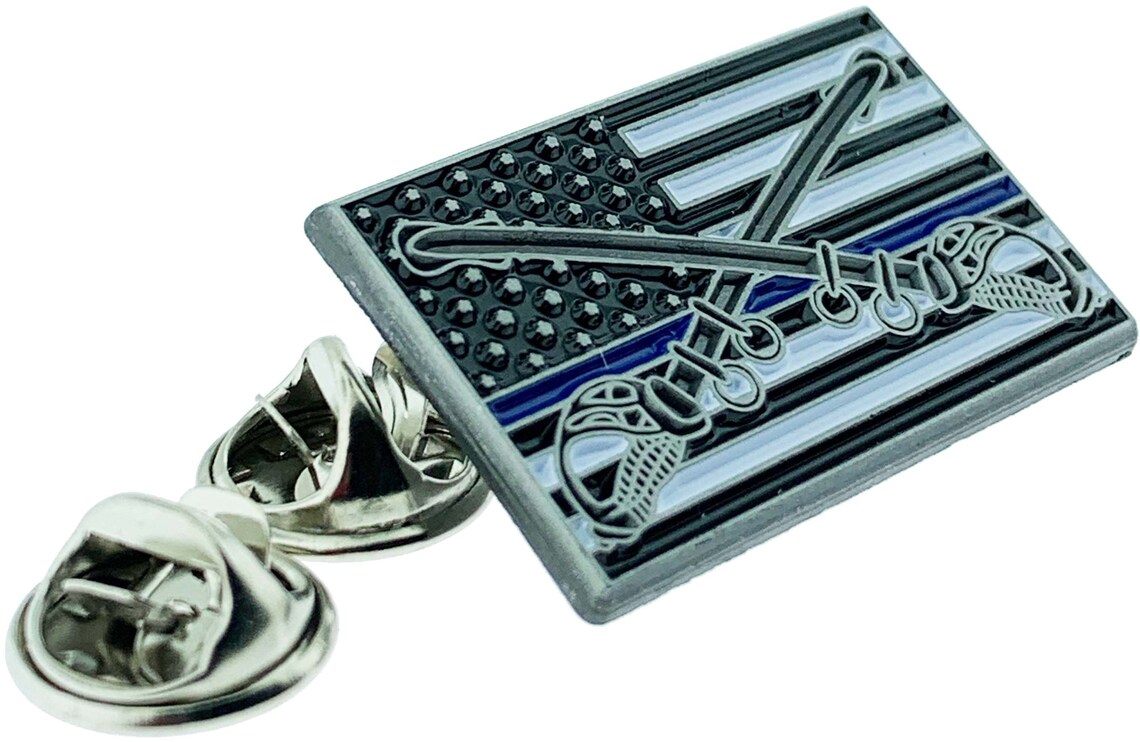 Thin Blue Line Flag Mounted Lapel Pin | Etsy