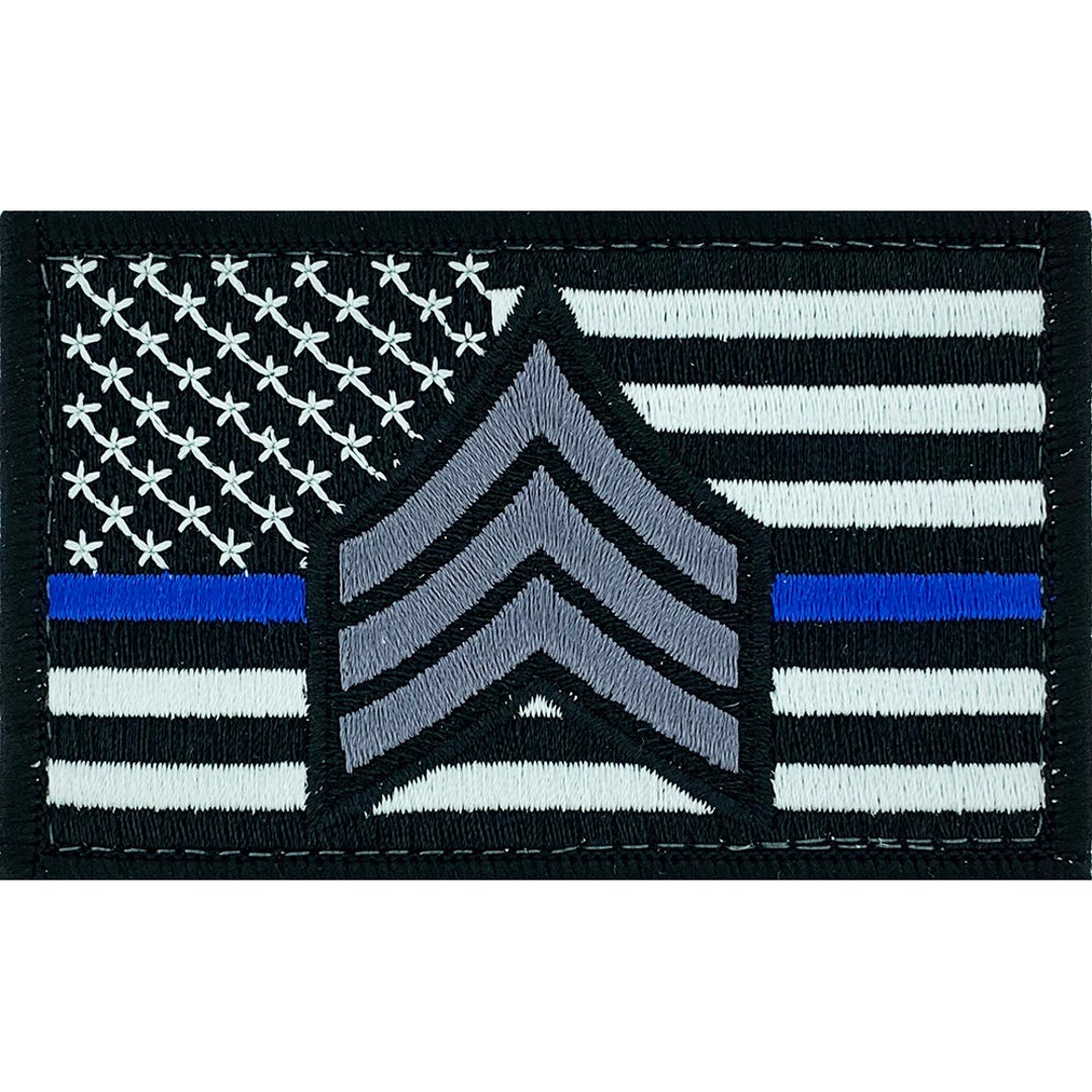 Thin Blue Line SGT Patch (gray) - Etsy