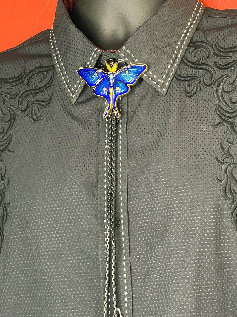 Bolo Tie Moth - Blue - Etsy