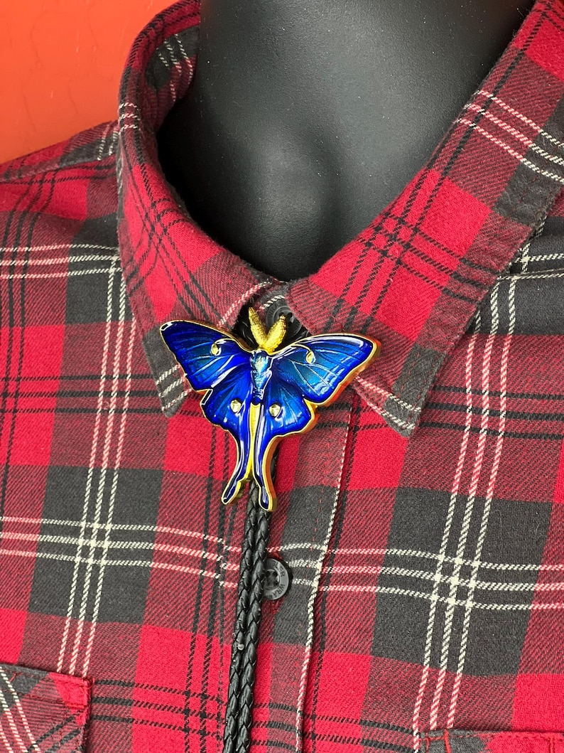 Bolo Tie Moth - Blue - Etsy