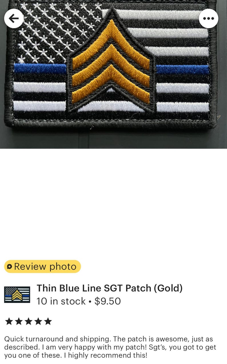 Thin Blue Line SGT Patch (gold) - Etsy