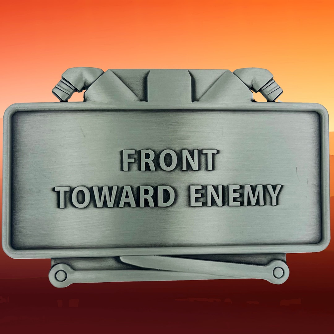 Front Toward Enemy Antique Silver Claymore Mine Belt Buckle - Etsy