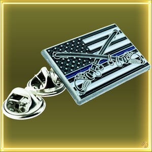 Thin Blue Line Flag Mounted Lapel Pin - Etsy