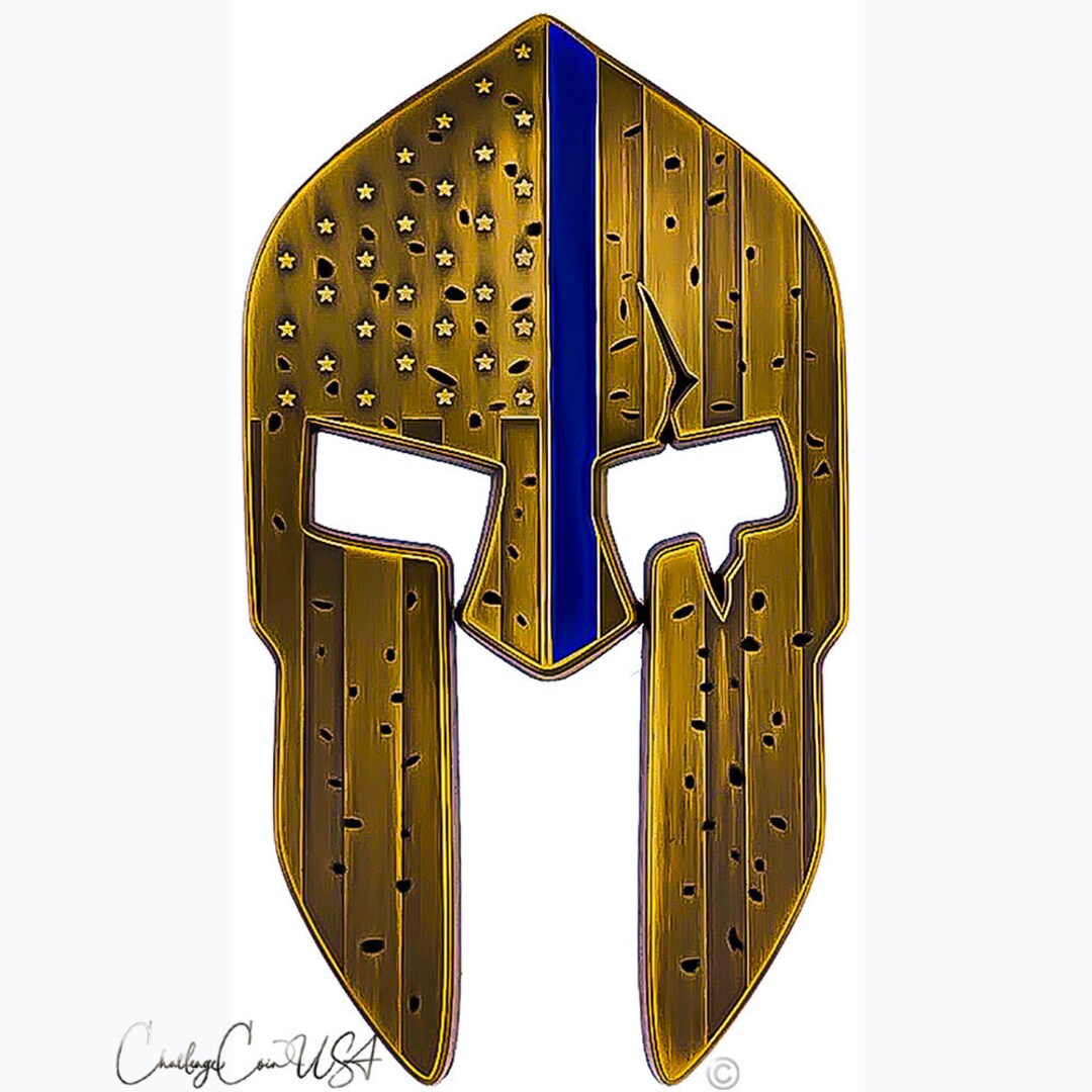 Thin Blue Line Spartan Helmet Car Emblem - Etsy