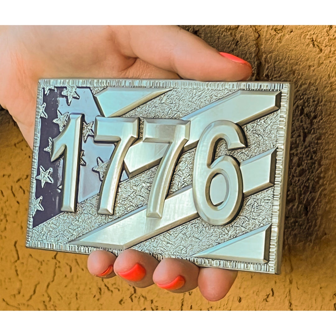 1776 Antique Silver Belt Buckle - Etsy
