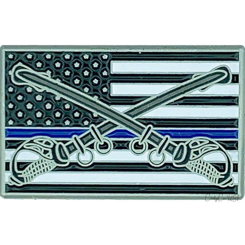 Thin Blue Line Flag Mounted Lapel Pin | Etsy