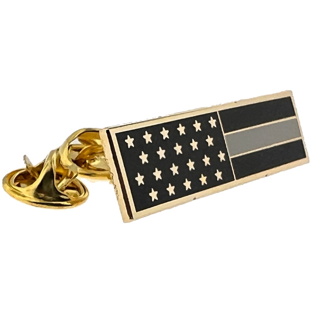 Thin Gray Line Flag Pin - Etsy