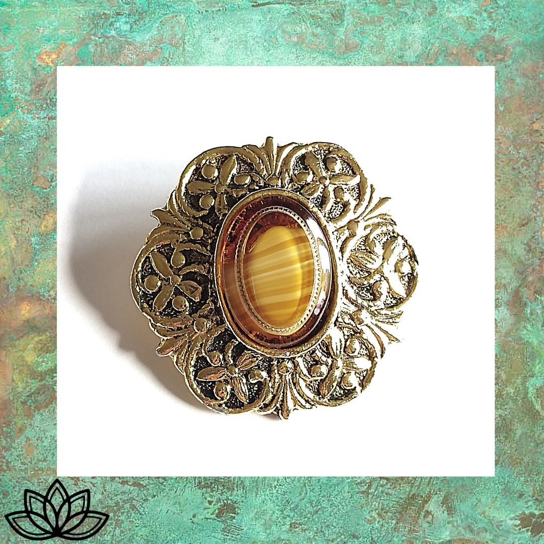 Vintage Scarf Clip, Gold Tone Clip With Oval Cabochon 1970s - Etsy